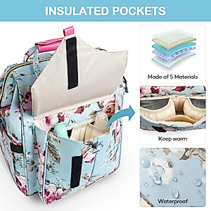 LitBear Diaper Bag Backpack with Portable Changing Pad & Stroller Straps, Big Baby Bags for Boys Girls, Multipurpose, Waterproof & Stylish Travel Back Pack for Moms Dads, Pink/Blue/Purple (Floral)