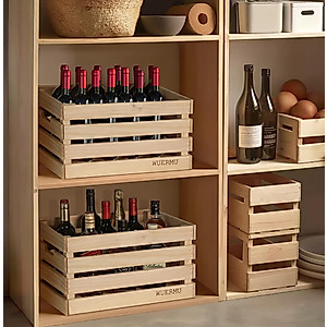 WUERMU Wooden Crates are Suitable for Storage, Milk Crates, Wine Crates, toy Crates, Display and Decoration, Camping, and Other Purposes. They are Sturdy and Durable, set of 2 Length of 17.7 inches.