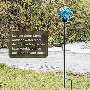 VCUTEKA Solar Lights Outdoor Decorative - Mosaic Solar Garden Light Waterpoof LED Pathway Stake Light for Landscape Lawn Patio Yard Decoration, Blue 1 Pack