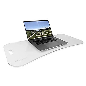 Marabuut Clear Acrylic Treadmill Laptop Computer Desk Attachment Tray Secure Stand Up Desk Workstation - Holder for Tablet, Book, Laptop, or Phone - Bumper to Avoid Slippage