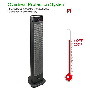 Good Housekeeping's Digital 30" Oscillating Ceramic Tower Room Space Heater with Remote Control
