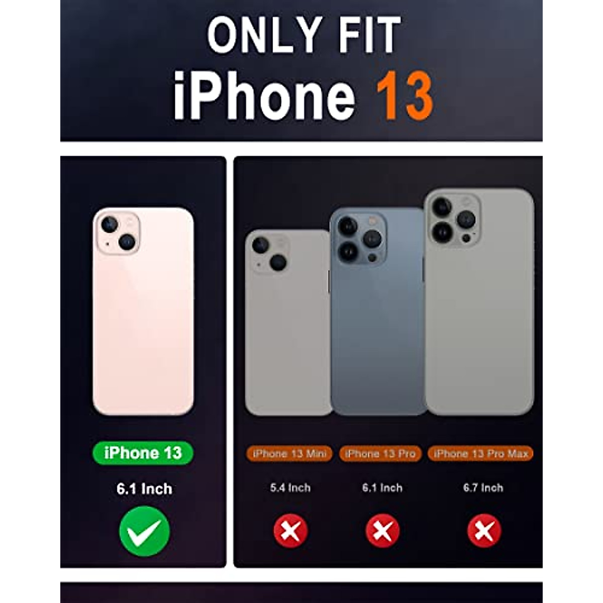 SHIELDON Case for iPhone 13 6.1", Genuine Leather iPhone 13 Wallet Folio Case with Kickstand RFID Blocking Card Holder Magnetic Full Protection Shockproof Case Compatible with iPhone 13 5G - Navy Blue