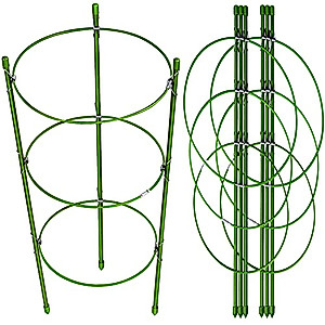 Tomato Cages, LEOBRO 3 Packs Plant Garden Stakes, Small Tomato Plant Support Cages for Garden, Metal Plant Support Trellis for Tomato Peony Flower Climbing Indoor Plants, 17.7" H