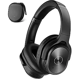 ZIHNIC Active Noise Cancelling Headphones, 40H Playtime Wireless Bluetooth Headset with Deep Bass Hi-Fi Stereo Sound,Comfortable Earpads for Travel/Home/Office (Black)