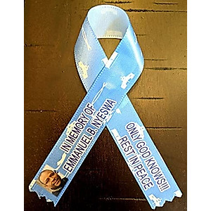 Personalized Ribbon Bow with Optional Pin for Memorial Funeral Awareness Event Or Party with Custom Printed Photo