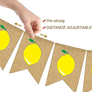 Rainlemon Jute Burlap Lemon Banner Summer Lemon Theme Baby Shower Gender Reveal Birthday Party Mantel Fireplace Decoration