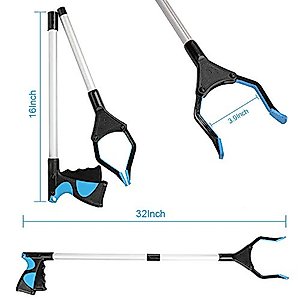 Grabber Reacher Tool, 32" Foldable Picker Upper Grabber, Reaching Tool for Trash Claw Pick Up Stick, Litter Picker, Arm Extension (2)