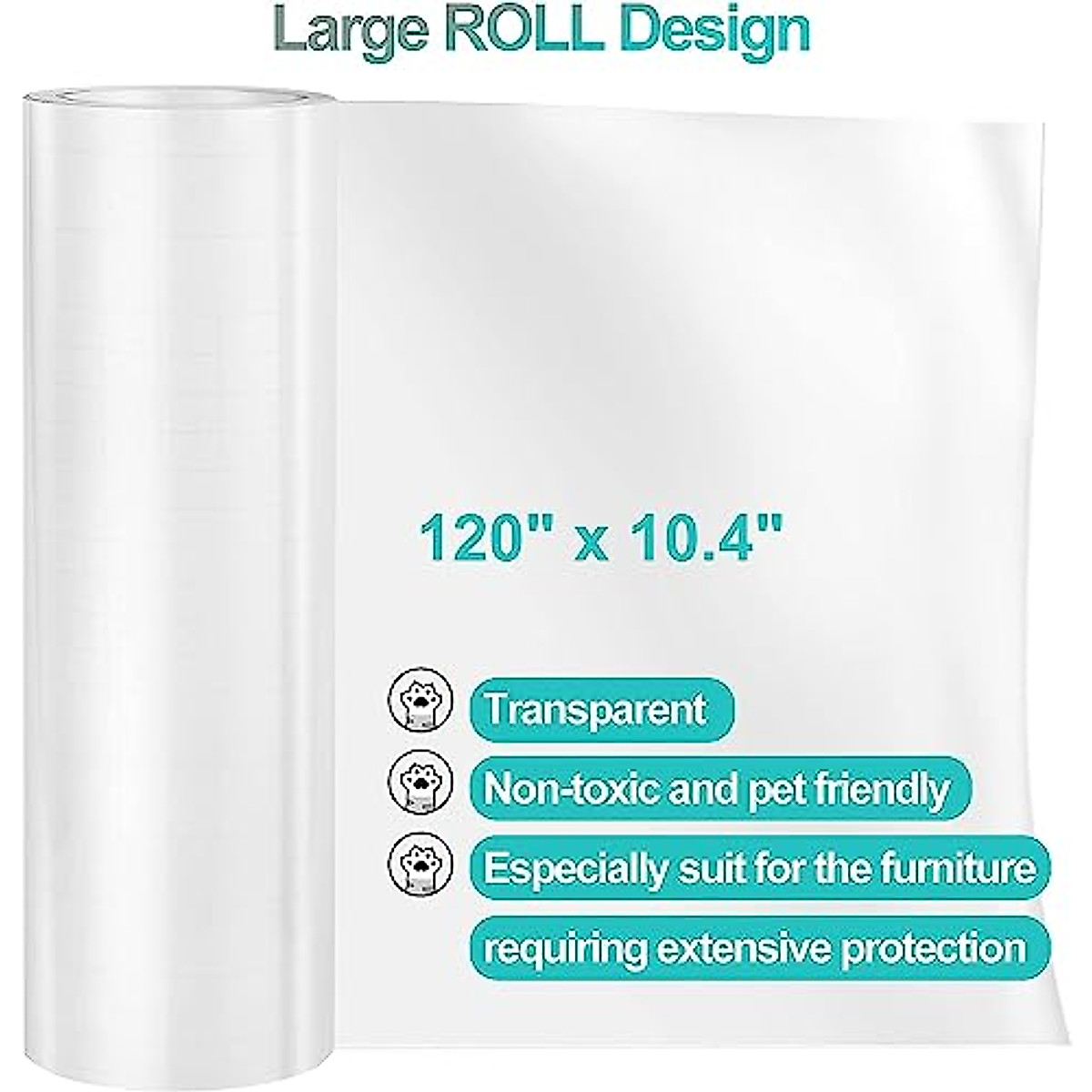 Lovinch [Thickened Vinyl] Cat Scratch Furniture Protector, Clear Couch Protector for Cat, Anti Cat Scratching Deterrent Tape, Pet Training Tape from Scratching Furniture Couch Door – [120" X 10.4"]