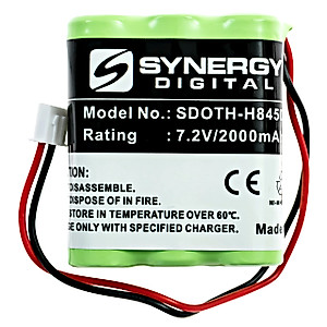 Synergy Digital Alarm System Battery, Compatible with Linear Corp 10-000013-001 Alarm System, (Ni-MH, 7.2V, 2000mAh), Replacement for 2GIG 228844, 6MR2000AAY4Z, BATT1, BATT2X Battery