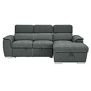 Homelegance Ferriday 98" x 66" Sectional Sleeper with Storage, Gray