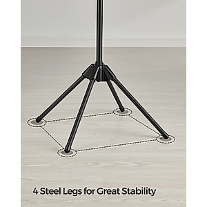 SONGMICS Clothes Drying Rack, 59-Inch Folding Laundry Drying Rack with 3 Rotatable Arms for Hangers, 4 Legs, Stainless Steel, for 27 Pieces of Clothes, Black ULLR510B01