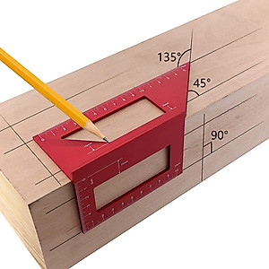 Aluminum Alloy square for woodworking Miter Scriber T Ruler 45/90 Degree Angle Ruler Angle Protractor Gauge with 2 Woodworking pencils