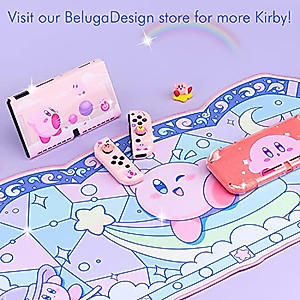 BelugaDesign Pink Puff Ball Switch Thumb Grips | Cute Anime Smash Star Allies Forgotten Land | Pastel Pink Button Joystick Caps | Compatible with Nintendo Switch Standard Lite OLED