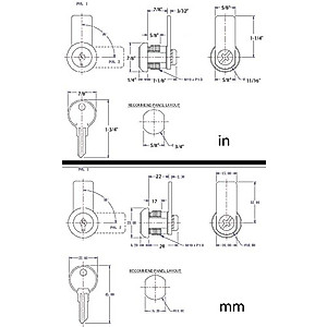 FJM Security 8700A-KA Disc Tumbler Cam Lock with 7/8" Cylinder and Chrome Finish, Keyed Alike
