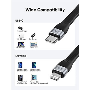 CableCreation USB C to Lightning Cable Short, [MFi Certified], 15 cm Fast Charging Cable & Data Transfer, for iPhone 14/14 Pro Max/13/13 Pro/12/12 Pro/11/X/XS/XR/8, iPad and AirPods Pro, etc.