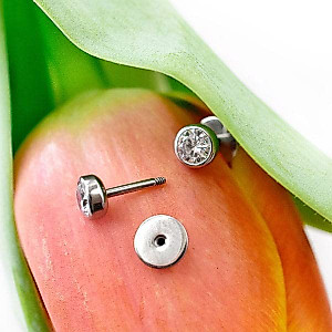 ComfyEarrings CZ Crystal Bezel Stud Earrings, Stainless Steel
