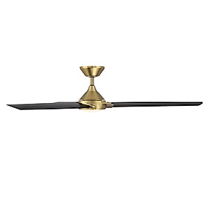 Zelda Indoor and Outdoor 3-Blade Smart Ceiling Fan 60in Soft Brass Matte Black with 3000K LED Light Kit and Remote Control works with Alexa and iOS or Android App