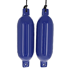 BISupply Boat Bumpers for Docking - Boat Fenders Blue 2 Pack 22.8 x 7.8in Buoys with 2 Fender Lines and 12in Inflator
