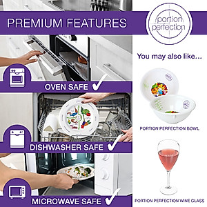 Portion Perfection PORCELAIN Weight Loss Plate for Women & Men | 2 Weightloss Serving Sizes on all 10 inch Adult Portion Control Plates, Ideal Weight Loss Products For Diabetes & Healthier Diets |