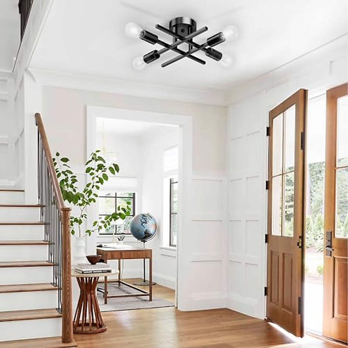 Mshamy - Modern Flush Mount Ceiling Light, Matte Black, 6 inch, E26 Base, 60 Watt Max, Ideal for Bedrooms, Dining Rooms, Entryways, Porches, Kitchens, Bathrooms