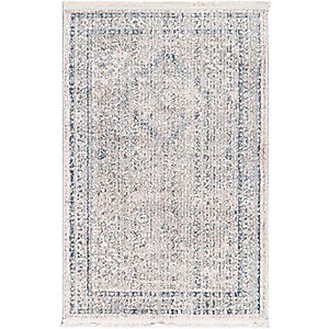 Unique Loom Noble Collection Area Rug - Elizabeth (2' 2" x 3' 1" Rectangle, Gray/ Light Blue)