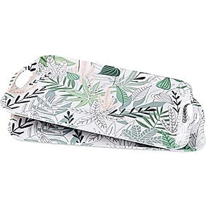FlosSolis 16.5"x11.5" Serving Tray with handle Set of 2 leaf design, Melamine Rectangular Serving Tray/Platters stackable Sturdy and easy clean for Serving food,fruit,desserts,breakfast,meals,BPA FREE
