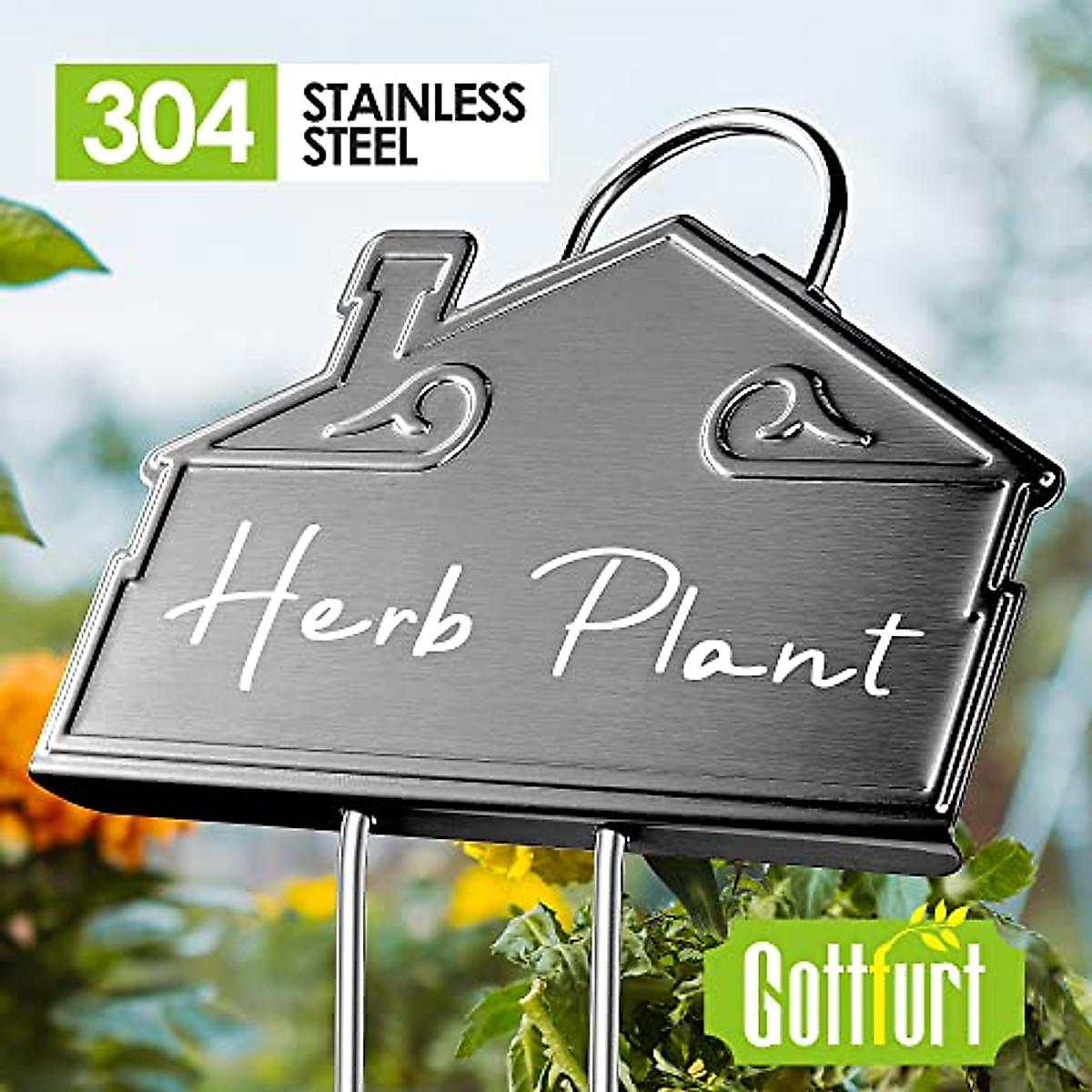 Metal Plant Labels - 25 Pack Weatherproof Garden Plant Markers, Reusable Outdoor Plant Label Stakes for Herb Flowers Vegetables Seedlings with a Pen, Height 11", Label Area 3.2" x 1.2" - Black
