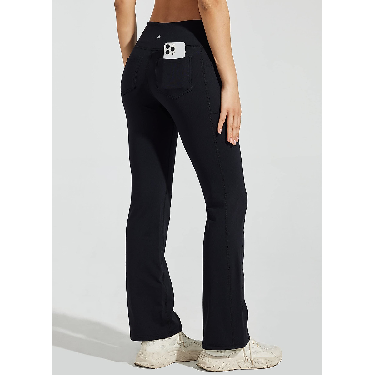 Willit Women's Fleece Lined Pants Yoga Bootcut Thermal Winter Pants High Waisted Flare Leggings Water Resistant Black M