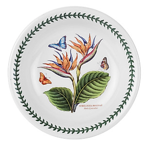 Portmeirion Exotic Botanic Garden 8.5 Inch Pasta Bowl with Bird of Paradise Motif | Dishwasher, Microwave, and Oven Safe | For Pasta, Soups, and Salads | Made in England