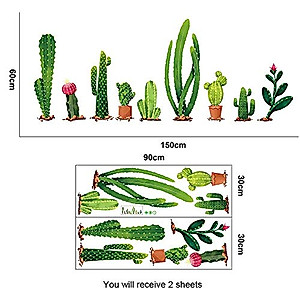 Cactus Wall Decal, H2MTOOL Desert Decor Removable Nursery Tropical Plants Stickers for Kids Living Rooms Office (Cactus)