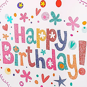 Gift Bag, 2 Pack 12.6" Happy Birthday Gift Bag for Girls Women Female Her - Pretty Birthday Bag with FREE Tissue Paper Gift Bag - Big Large Gift Bag Birthday Gift Wrap Bag with White and Pink Giltter Design for present