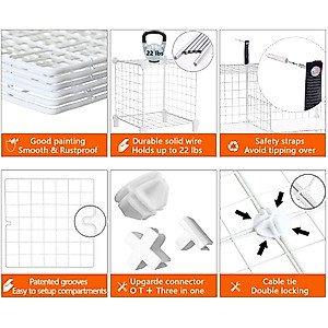 AWTATOS Closet Organizer, Wire 8 Cube Storage Organizer, DIY Portable Closet Clothes Organizers Storage Shelves with Partition, Cubby Shelving for Home, Office, Bedroom, Garment Racks, White