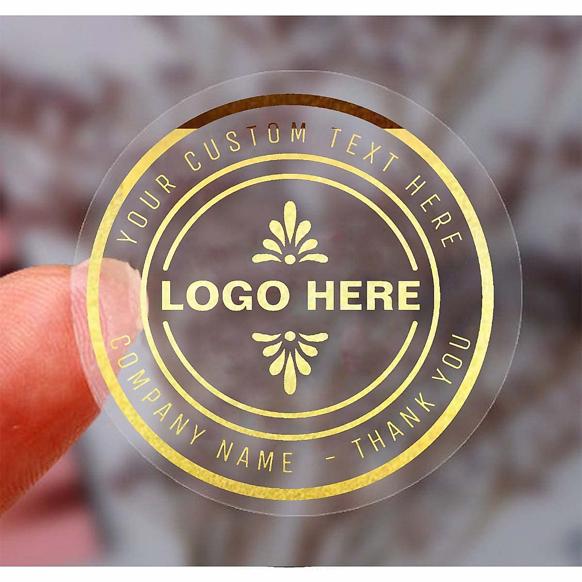 Custom Clear Stickers Personalized Circle Labels Stickers Custom Business Logo Metallic Gold Stickers for Wedding Favor Party Baptism