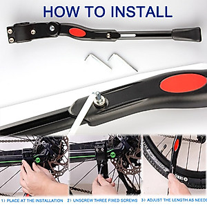 JONMON Bike Kickstand, Adjustable Bicycle Side Stand,26" Aluminum Alloy Foot Parking and Support Brace Cycling Accessories for Mountain Bike, Road Bike, MTB Bicycle