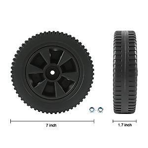 YIHAM 7 Inch Grill Wheels Replacement 70-05-104 for Dyna Glo DGF510SBP DGB515SDP DGF493BNP DGH474CRP DGH450CRP DGH450CRP-D DGH450CRP-D DGB494SPB Black Plastic Wheel Kit 2 PCS
