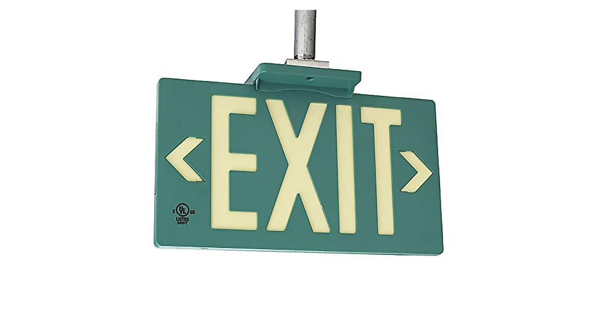 UL Listed Glo Brite Green Exit Sign - 100 Feet Visibility