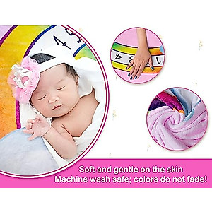 SleepyCookie: Baby Monthly Milestone Blanket, Baby Girl Gift, Baby Gift Set — Lightweight, Soft, Colorful —Rainbow Edition| 2 Frames| Scrapbook Stickers| Fleece, 60"x40" (Pink)