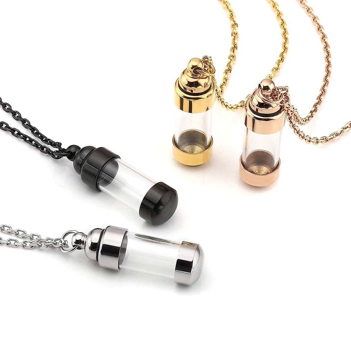 Zysta Arylic Urn Necklace for Ashes Clear Glass Cylinder Pendant Creamation Vial Necklaces Ash Locket Tube with 24 inch Chain Holder Container Keepsake Memorial Urns Jewelry