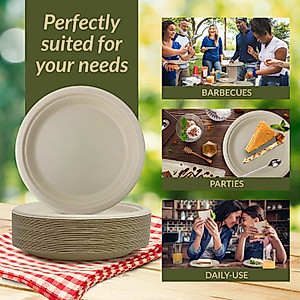 Reli. Compostable Paper Plates 9 Inch (140 Pack Bulk) | Brown Disposable Plates 9" | Heavy Duty Paper Plates, Eco-Friendly | Made of Sugarcane Fibers/Bagasse - Biodegradable | Microwavable (Natural)
