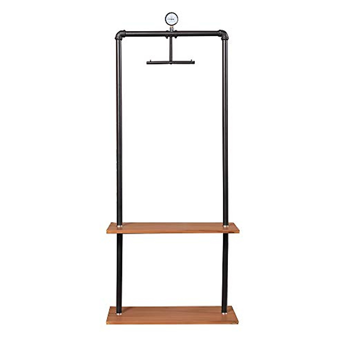 FURINNO Wyatt 2-Shelf Retro Garment Rack, Antique Espresso