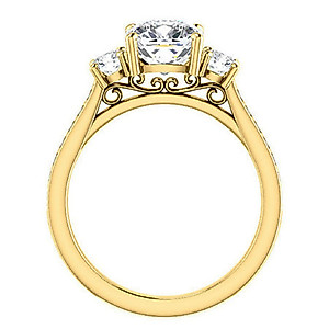 14K Gold 3 CT Cushion Cut VVS1 Colorless Moissanite Engagement Ring for Woman Bridal Set Handmade Diamond Wedding Ring for Gifts (4)