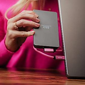 KONDOR BLUE X iJustine Pink Braided USB-C to USB-C Right Angle | USB 3.1 Gen 2 | 10Gb/s Data Transfer Speeds | 100W Charging | 1FT