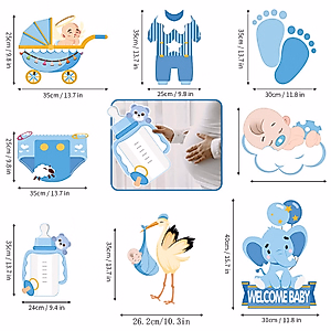 diyoohomy welcome home baby boy its a boy yard sign with stakes shower outdoor lawn blue stork elephant arrival birth plastic announcement decorations party supplies (baby boy)