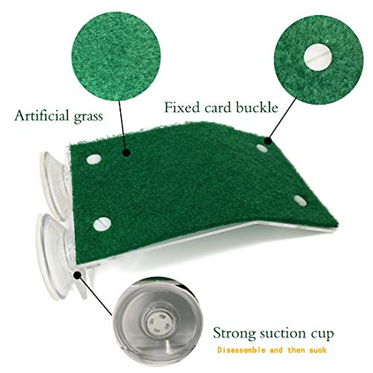 Hamiledyi Turtle Basking Platform Tortoise Climbing Ladder Aquarium Fish Tank Reptile Ramp Resting TerraceArtificial Plastic Grass Pier - 2PCS