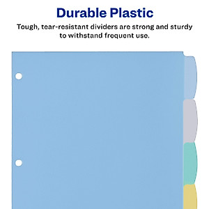 Avery 8-Tab Plastic Binder Dividers, Write & Erase Multicolor Big Tabs, 1 Set (16171),Translucent Multicolor