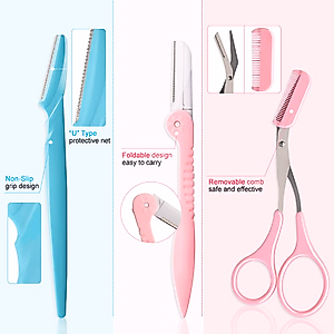 12 Pcs Eyebrow Razor, Face Razors for Women, Exfoliating Eyebrow Trimmers, Eyebrow Grooming Shaper for Women Face, Peach Fuzz, Hair Removal, Facial Razors for Women Face Dermaplane Glow Razor