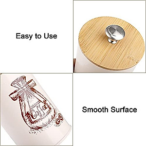 YOUEON Canister Sets for Kitchen Counter, Metal Vintage Kitchen Canisters Set of 3, Coffee Sugar Tea Canister Set, Food Storage Canister with Bamboo Lid, Farmhouse Kitchen Decor, Beige