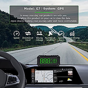 AWOLIMEI Heads Up Display for Cars G7, GPS Speedometer with Over-Speed Alarm Fatigue Driving Warning, USB Plug & Play, for All Cars
