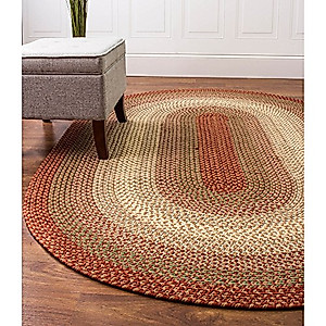 Super Area Rugs Hartford Braided Rug Made in USA Warm Earth,2' X 3' Oval