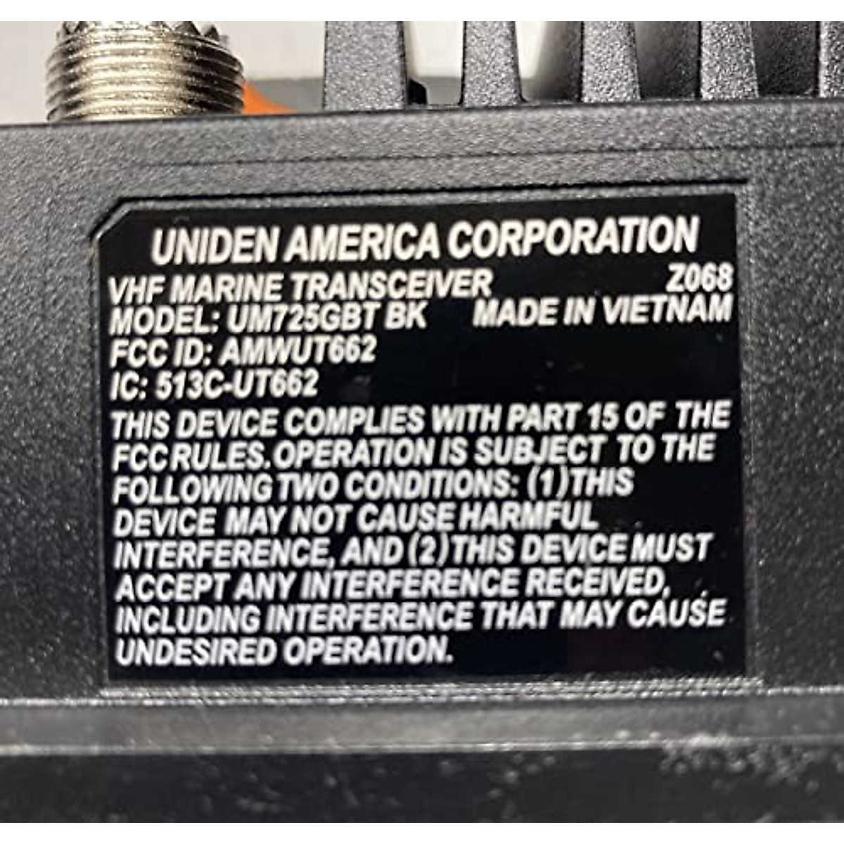 Uniden UM725GBTBK Marine VHF Radio, All USA, Canada, and Intl. Marine Channels, 1Watt/25Watt Transmit Power, Largest LCD Screen in Class, NOAA Weather Channels, Speaker Mic, Built-in GPS & Bluetooth.